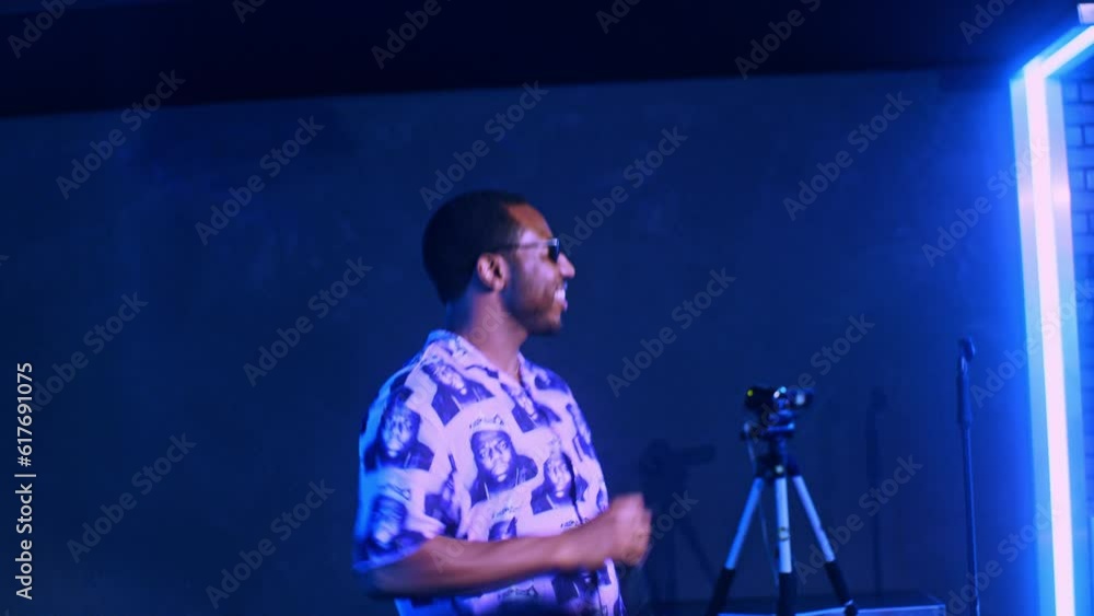 Black african male man artist singer rapper showman performs performs ...