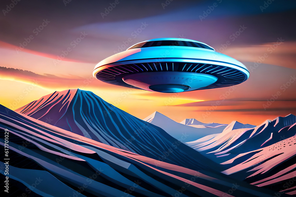 UFO flying saucer spaceship from outer space which is an extra ...