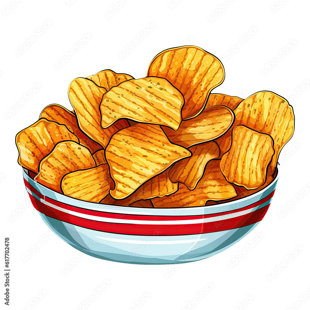 Crunchy and delicious fried potato chips clipart. Cartoon illustration ...