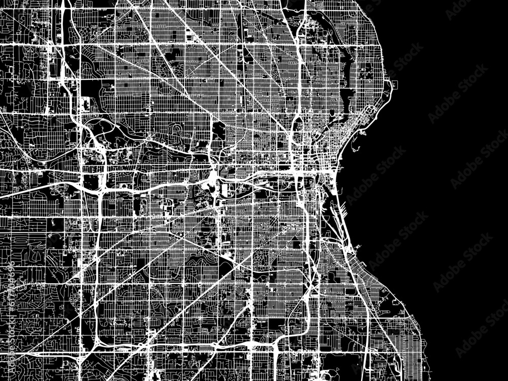 Vector road map of the city of Milwaukee Wisconsin in the United States ...