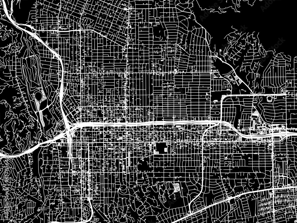 Vector road map of the city of Pasadena California in the United States ...