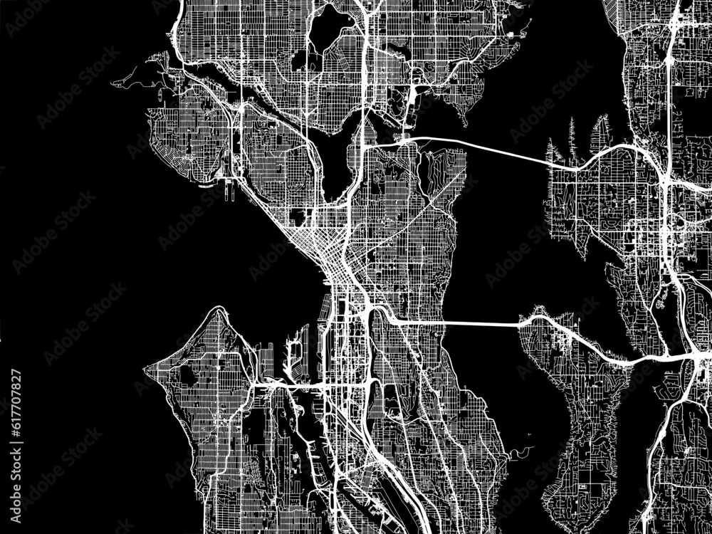 Vector road map of the city of Seattle Washington in the United States ...