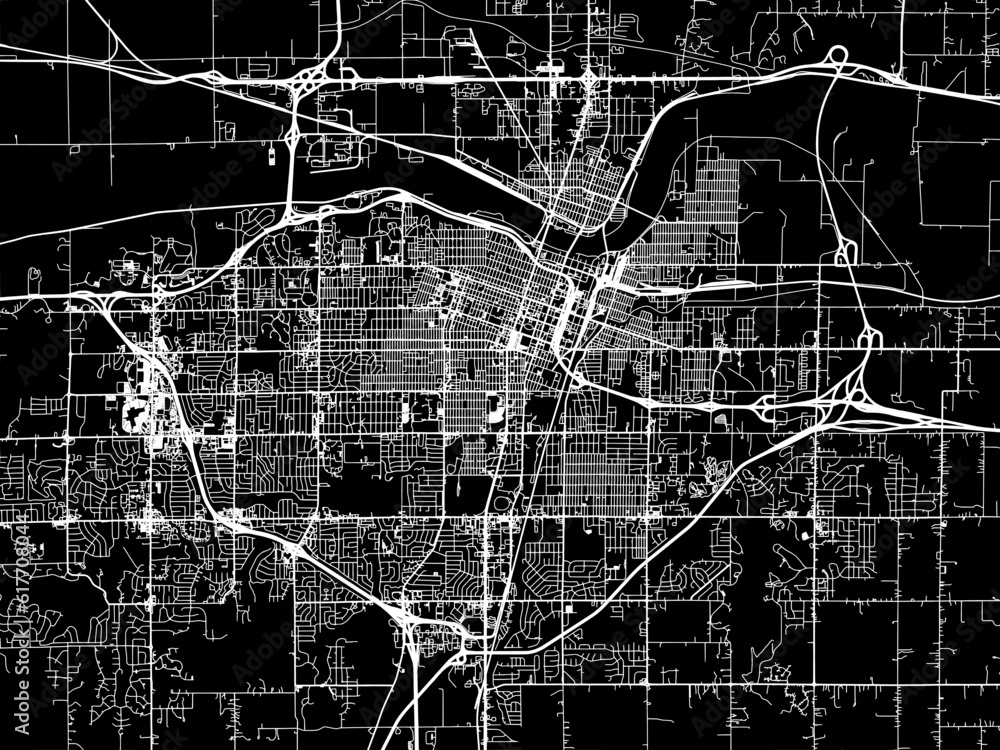Vector road map of the city of Topeka Kansas in the United States of ...
