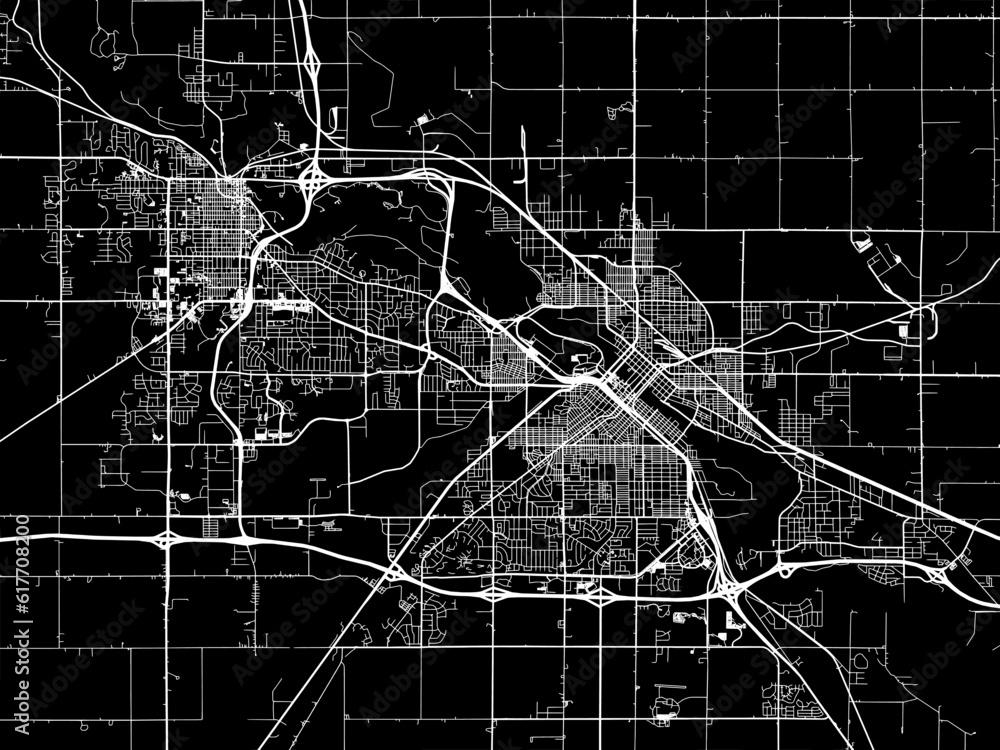 Vector road map of the city of Waterloo Iowa in the United States of ...