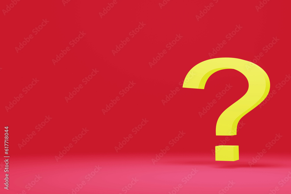 yellow question mark on plain red background, 3d illustration Stock ...