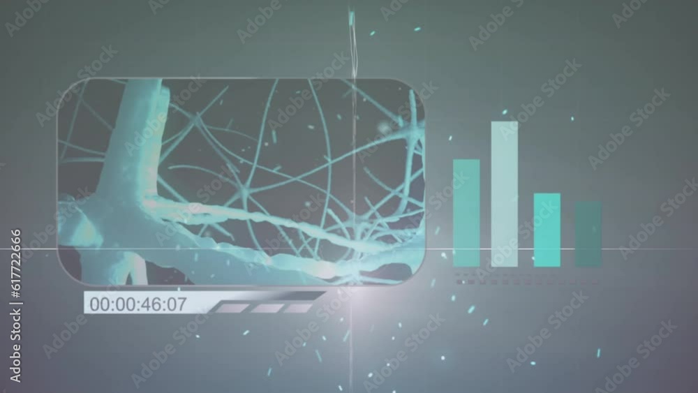 Animation of dna helix, xray, nerves receptors and graph over caduceus ...