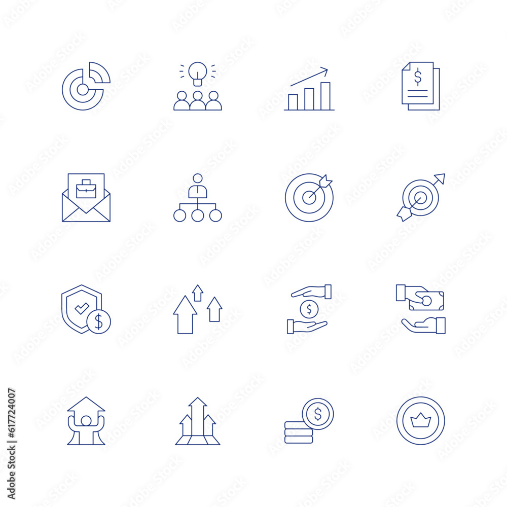 Business line icon set on transparent background with editable stroke ...