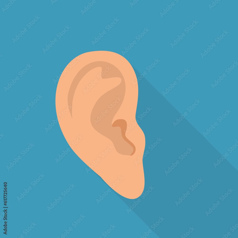 Ear icon in flat style isolated on white background. Part of body ...
