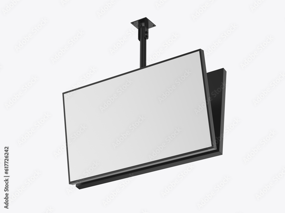 Outdoor digital ceiling mounted display screen blank template, 3d ...