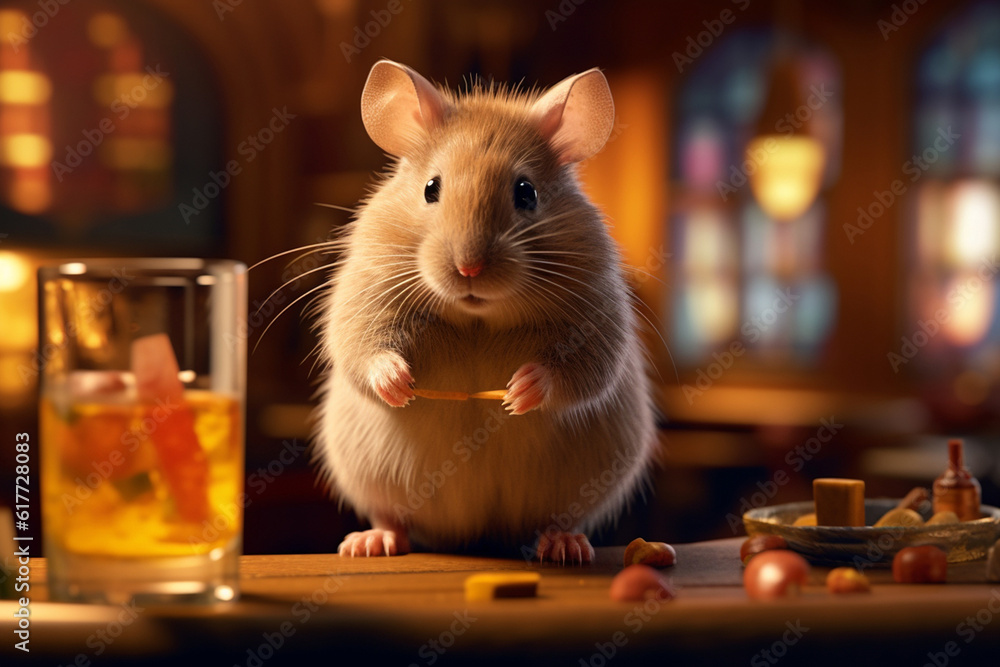 hamster with a drink at the bar, created by a neural network ...