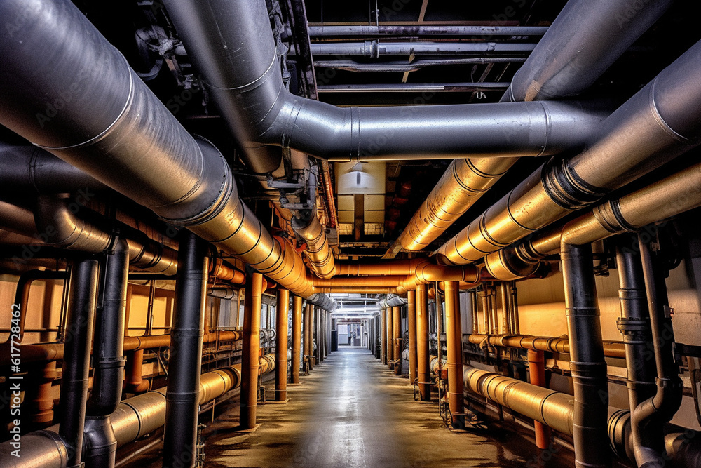 technical room with pipes, created by a neural network, Generative AI ...