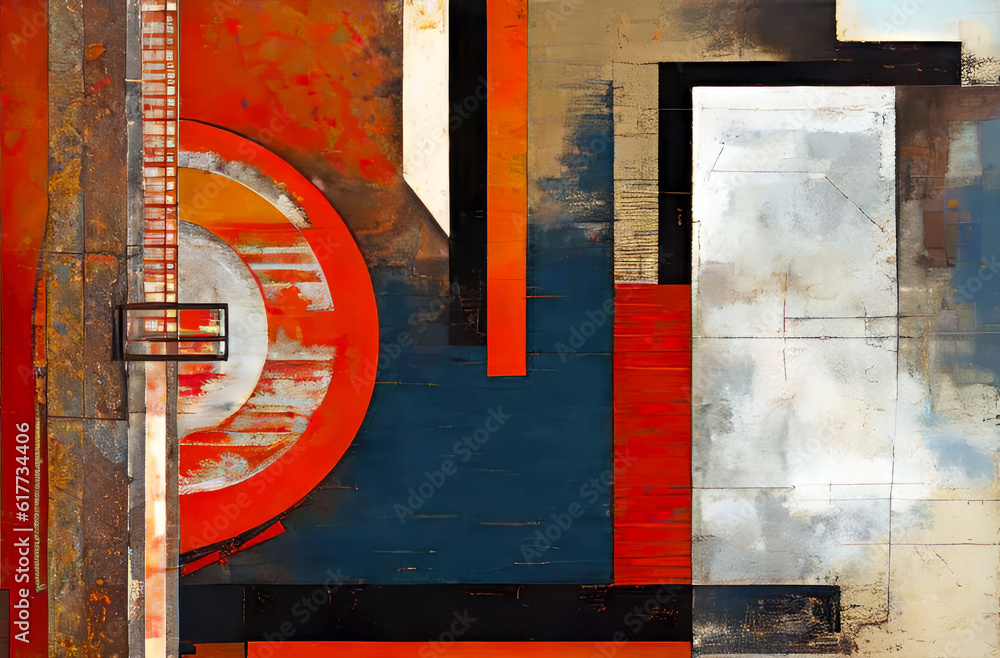 Constructivist abstract art style cover design with half-circle and ...