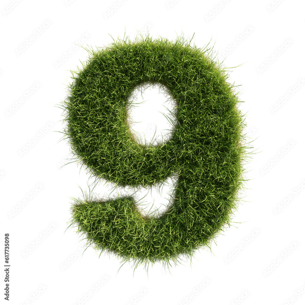 Grass Number 9 on transparent background, PNG file Stock Illustration ...
