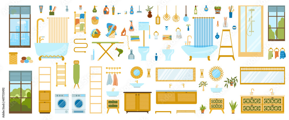 large set of furniture and household appliances for the bathroom ...