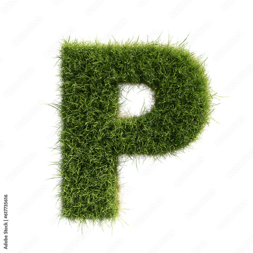 Grass alphabet P on transparent background, PNG file Stock Illustration ...