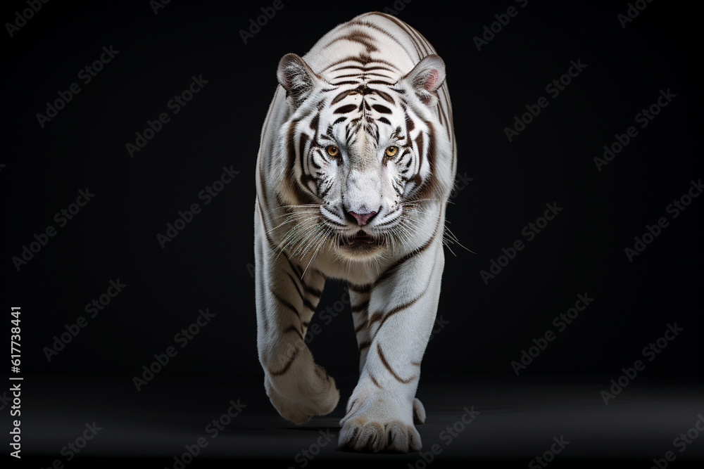 Full body of white tiger on dark background,AI Generated. Stock ...