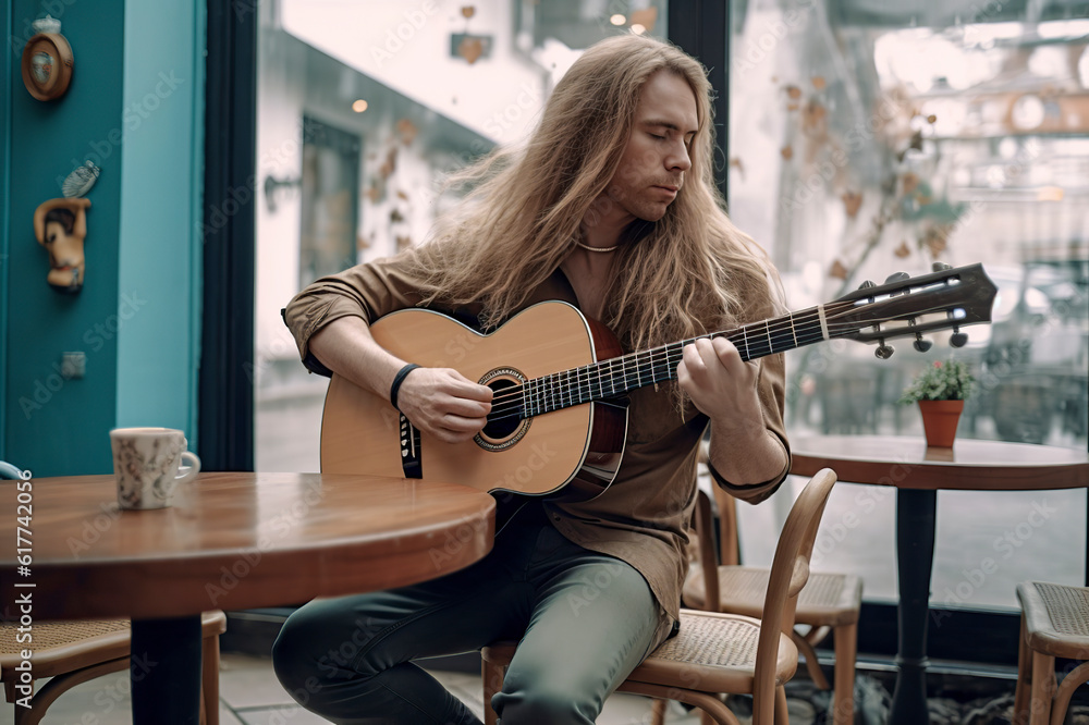 Melodic Mastery: A Talented Musician with Long Hair Captivates the Bar ...