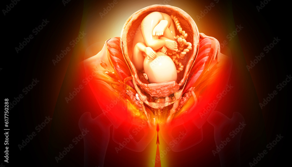 ภาพประกอบสต็อก Anatomy of Fetus in Utero. 3d illustration ภาพ | Adobe Stock