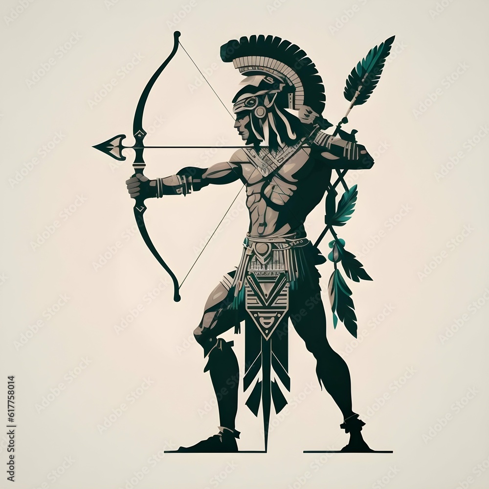 aztec god egyptian god duality bow and arrow simple modern minimalistic ...