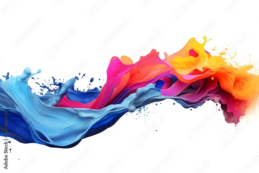 Colorful paint splash. Rainbow splash wave design element on the white ...