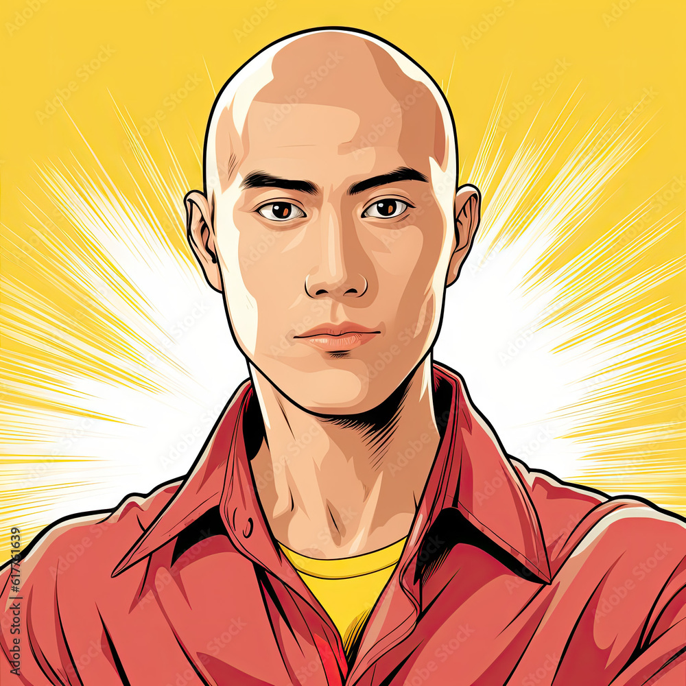 Stylish Man with Buzz Cut and Soul Patch , vectorized pop-art inspired ...