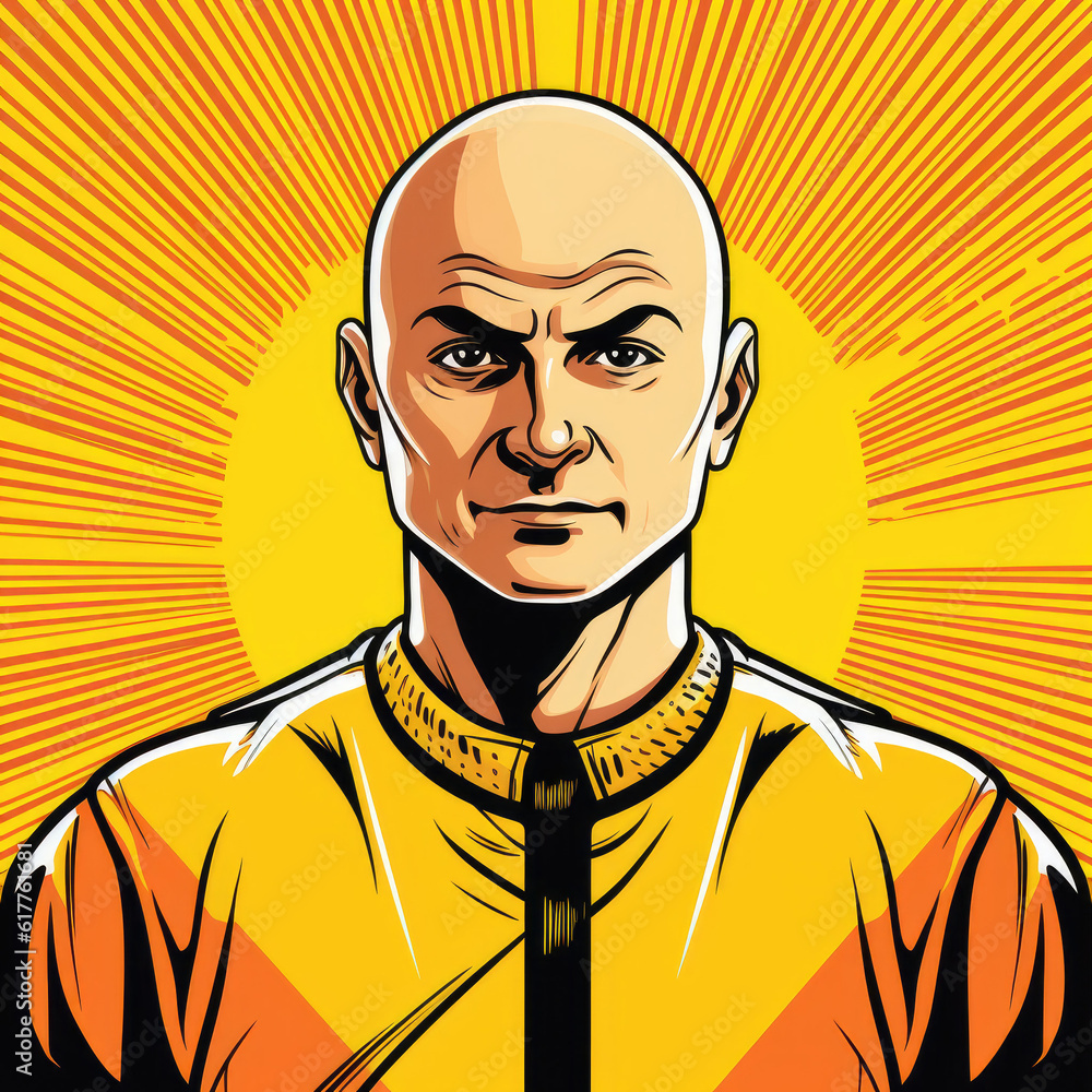Stylish Man with Buzz Cut and Soul Patch , vectorized pop-art inspired ...