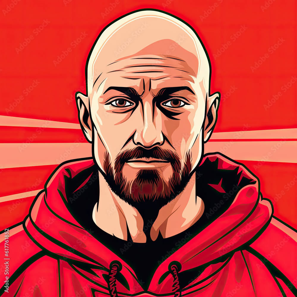 Mysterious Hooded Man with Stubble Beard , vectorized pop-art inspired ...