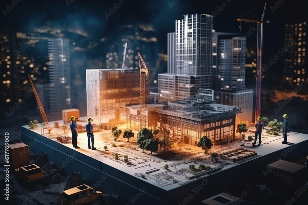 Real Estate Project Construction Site with Architectural Engineer ...