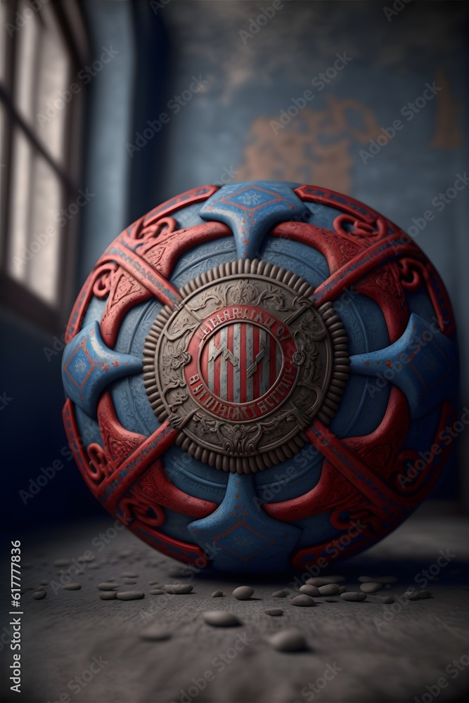 Bayern Munich as an old soccer ball red and blue colours German beer ...