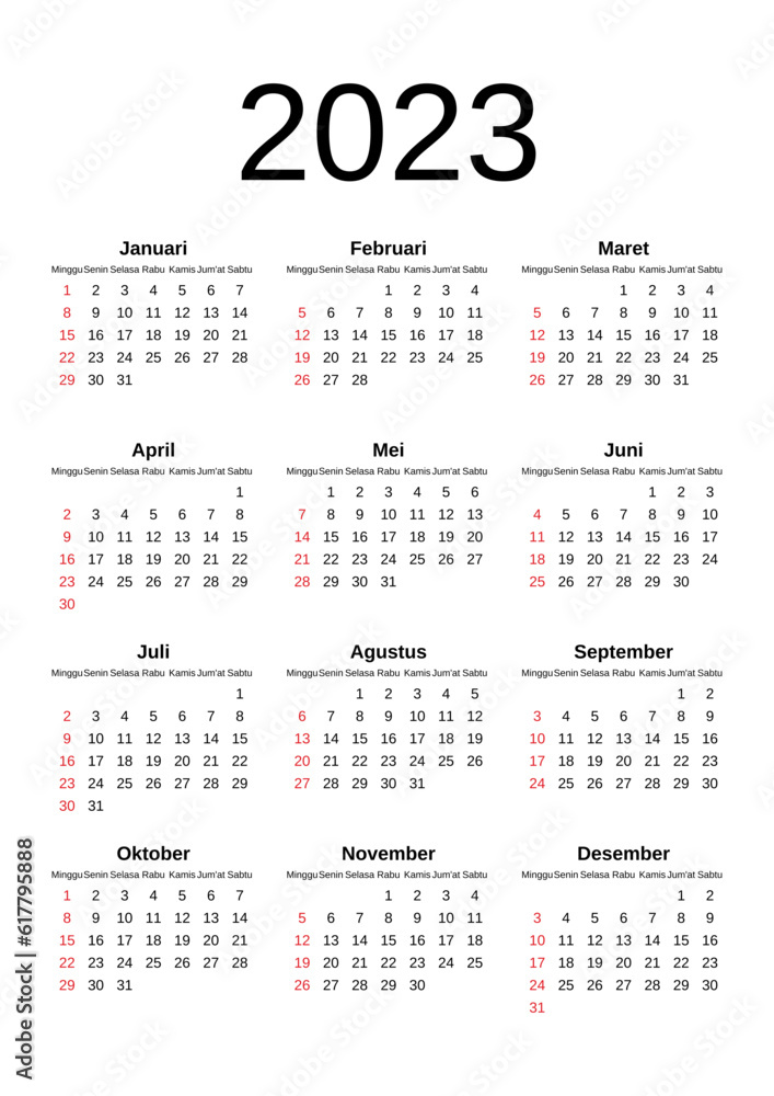 Vetor do Stock: 2023 Calendar year vector illustration. The week starts ...