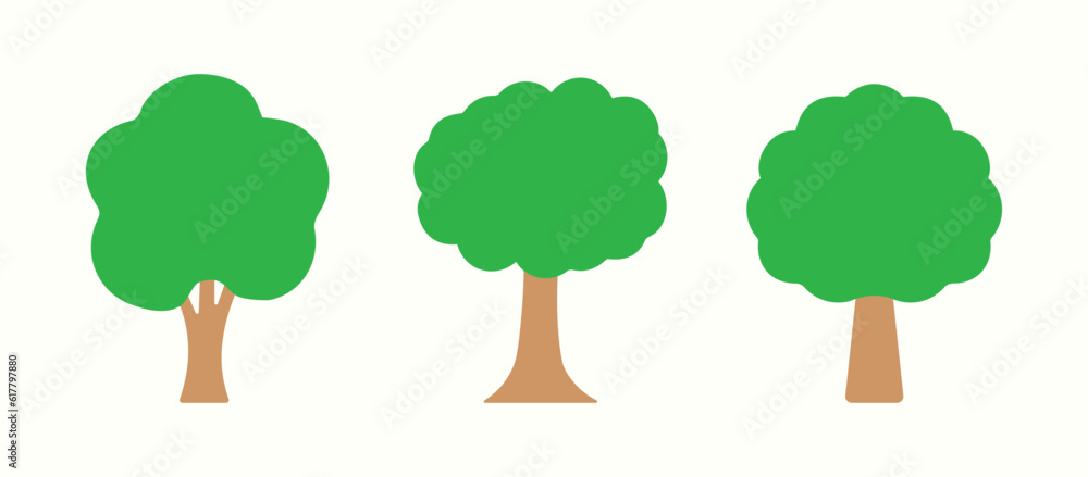 Trees vector set. Forest, green, nature. Symbol illustration icon ...