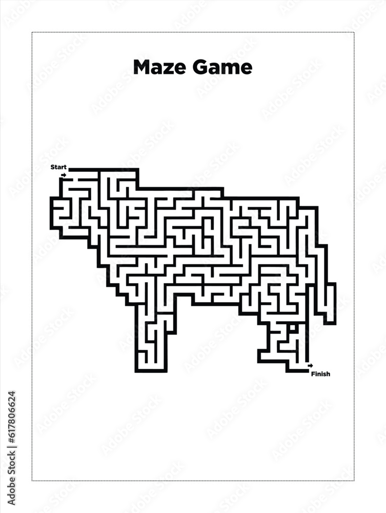 animal shape maze puzzle activity page for preschool , kindergarten ...