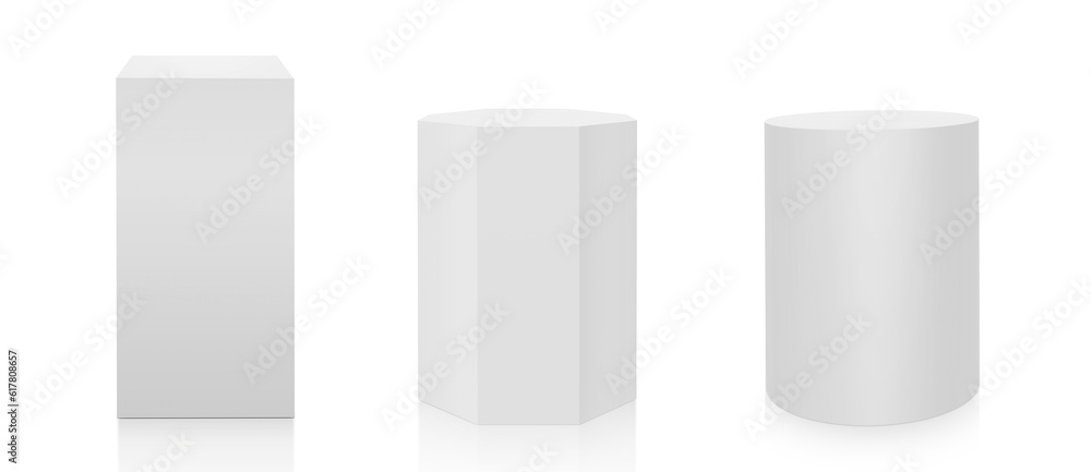 Museum stage. Realistic cubes podium, 3d exhibit displays. Gallery ...