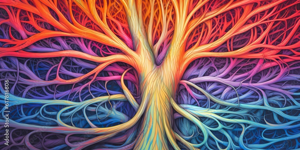 AI Generated. AI Generative. Tree forest strong roots decoration ...