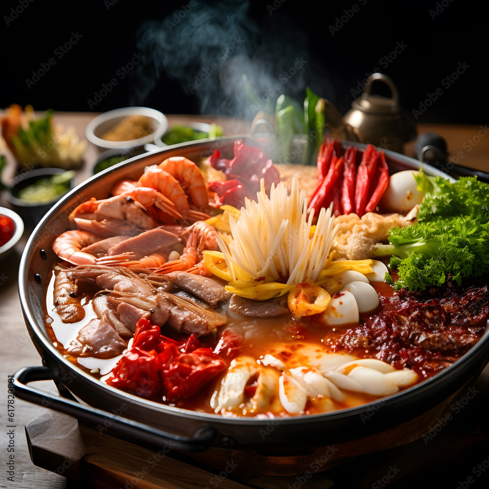 Traditional Sukiyaki pot with Kobe Beef and Vegetable, Japanese ...