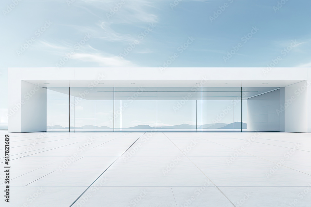 White minimal architecture building background empty wide space for ...
