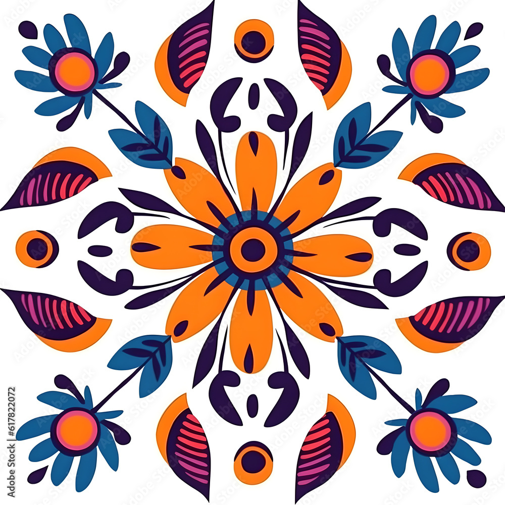 Simple native Yoruba floral pattern, minimalist hand drawing in vibrant ...