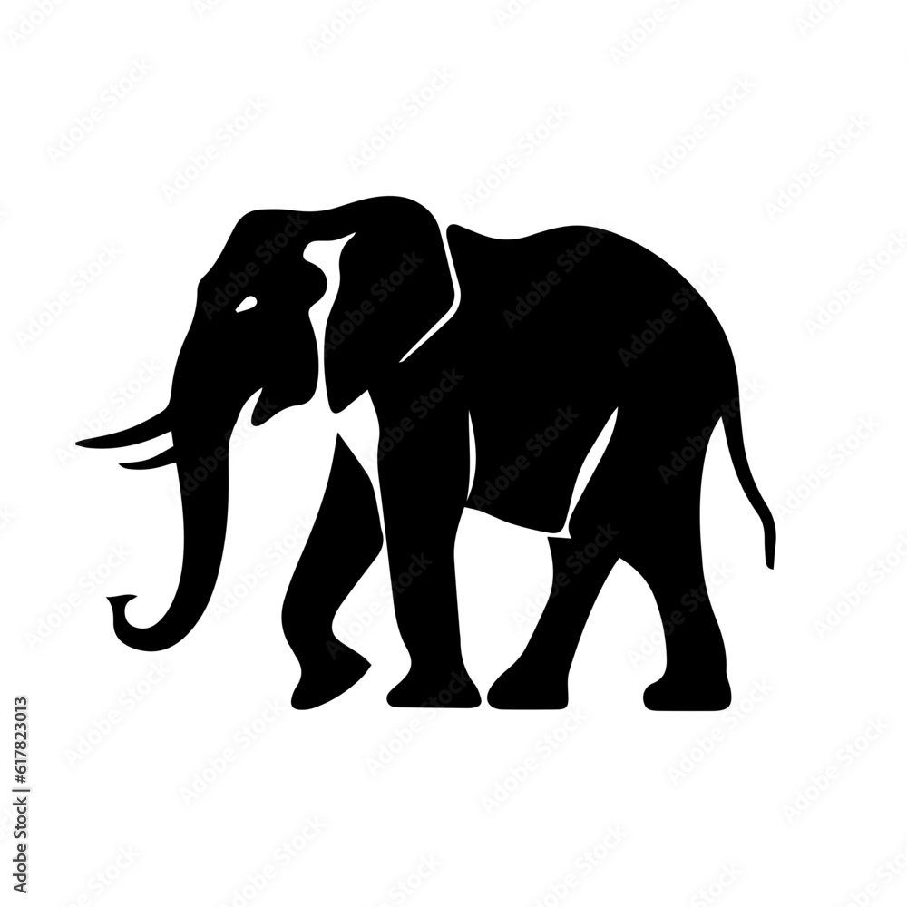 elephant black and white vector illustration Stock Vector | Adobe Stock