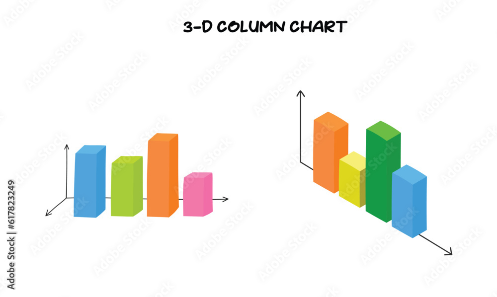Column chart vector in 3d style. Column graph flat vector isolated on ...