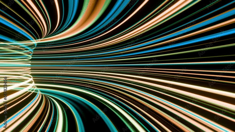 Seamless loop abstract light streaks effect animation. twisted light ...