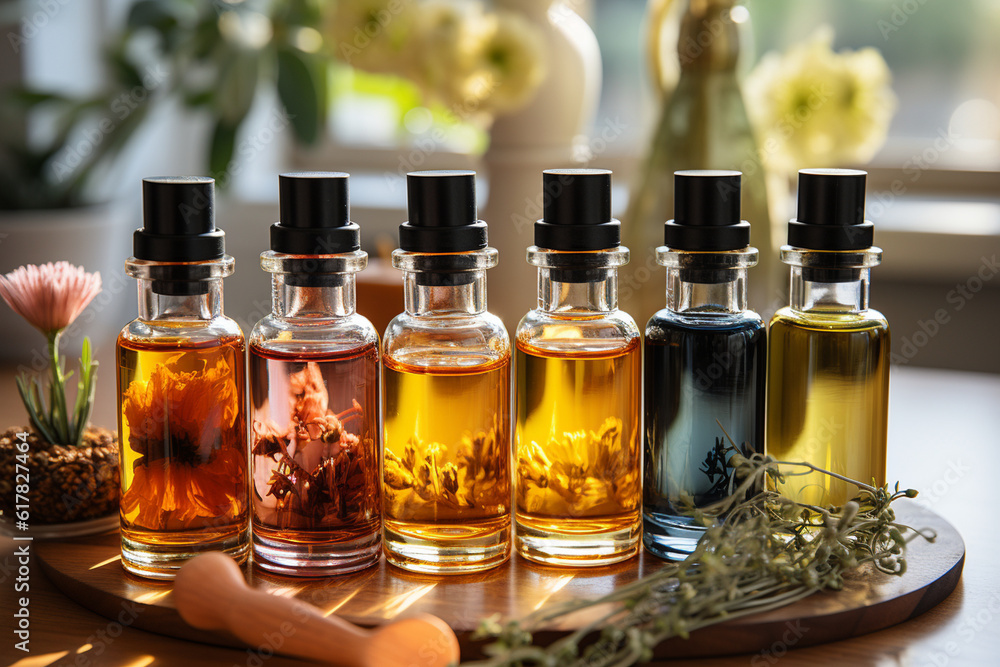 Arranging a collection of facial oils and capturing their benefits for ...