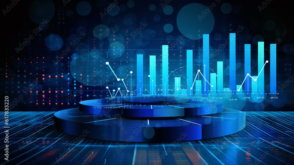 Business data analysis and analytics of customers insights with charts abstract blue background ...