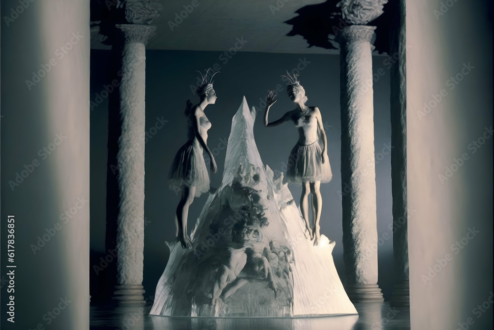 photography of floating headless mermaids in front of ancient creepy ...