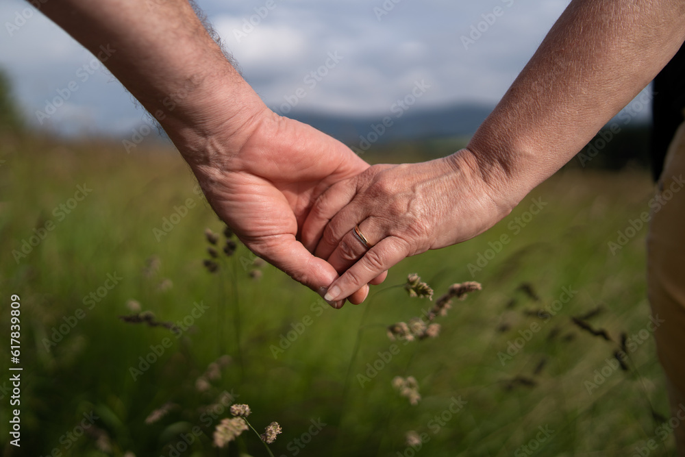 Zwei Hände von schon älteren Personen die sich halten. Stock Photo ...