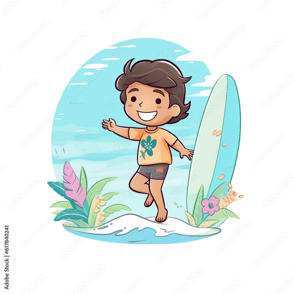 Cute Surfing Clip Art, Surfer Clipart, Childs Room, Birthday Party ...