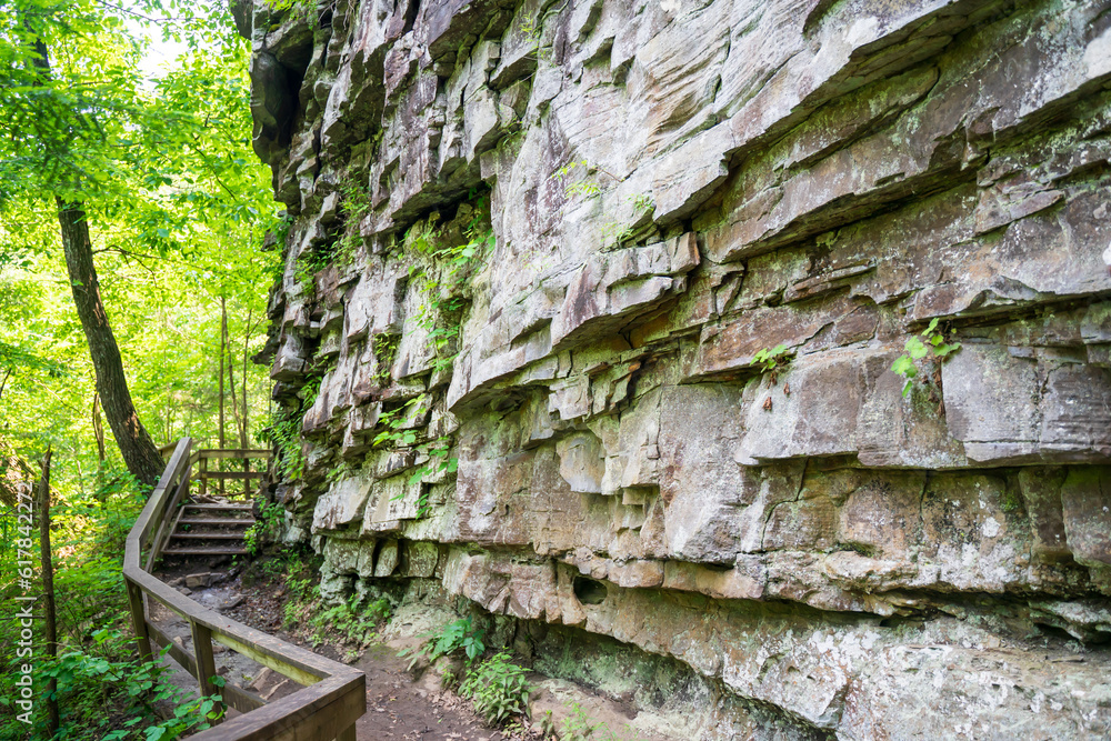 Trails by a rocky wall. In US State Parks, these trails are common ...