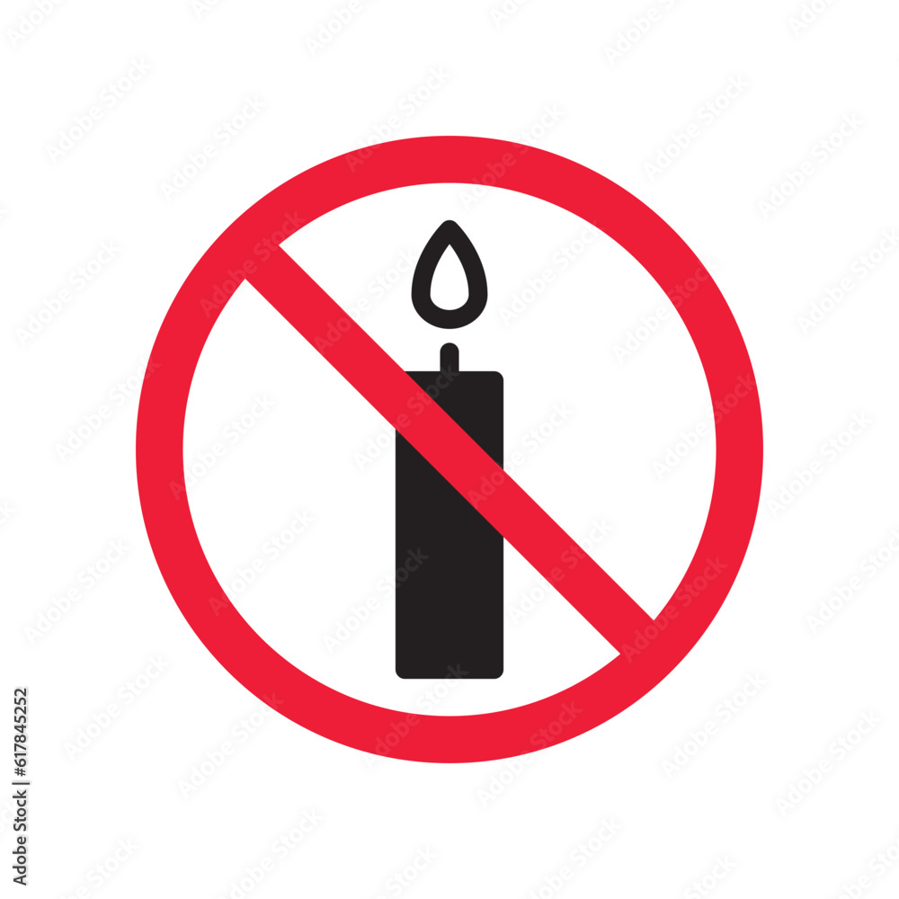Forbidden candle icon. No candle vector sign. Prohibited Warning ...