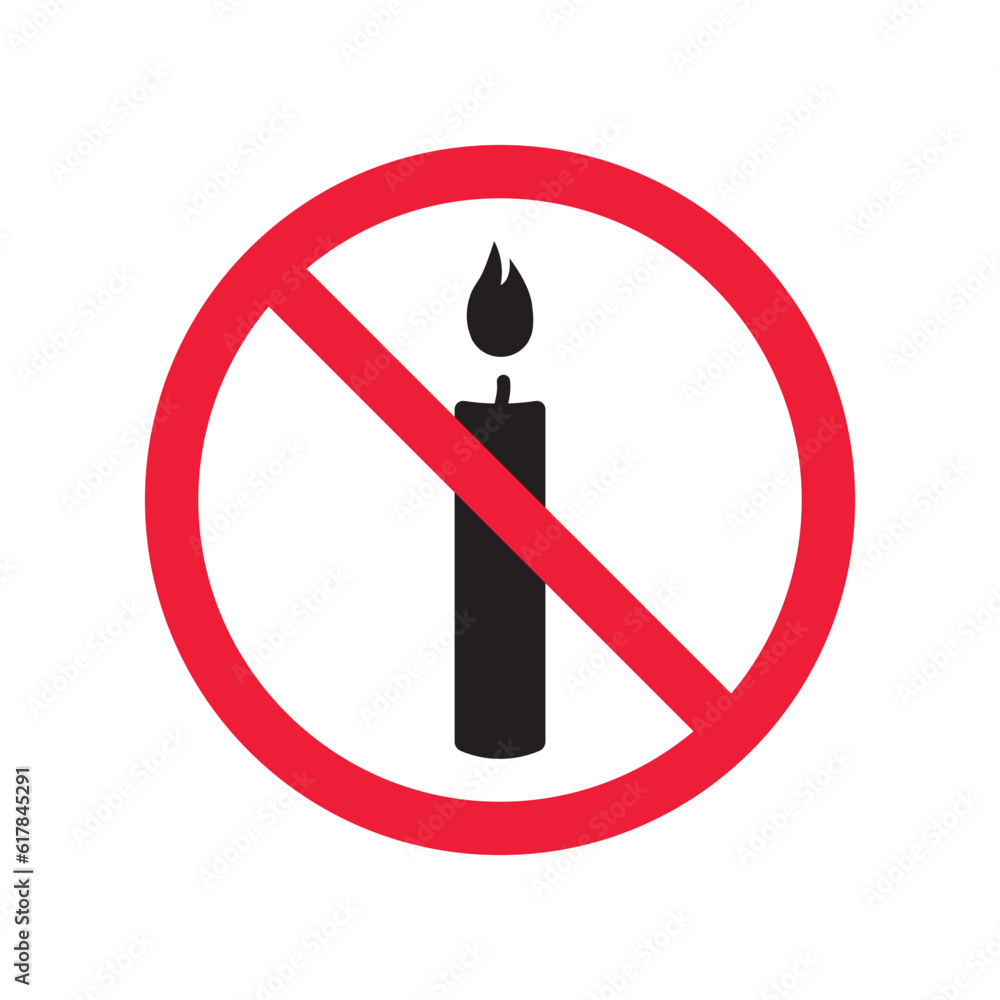 Forbidden candle icon. No candle vector sign. Prohibited Warning ...