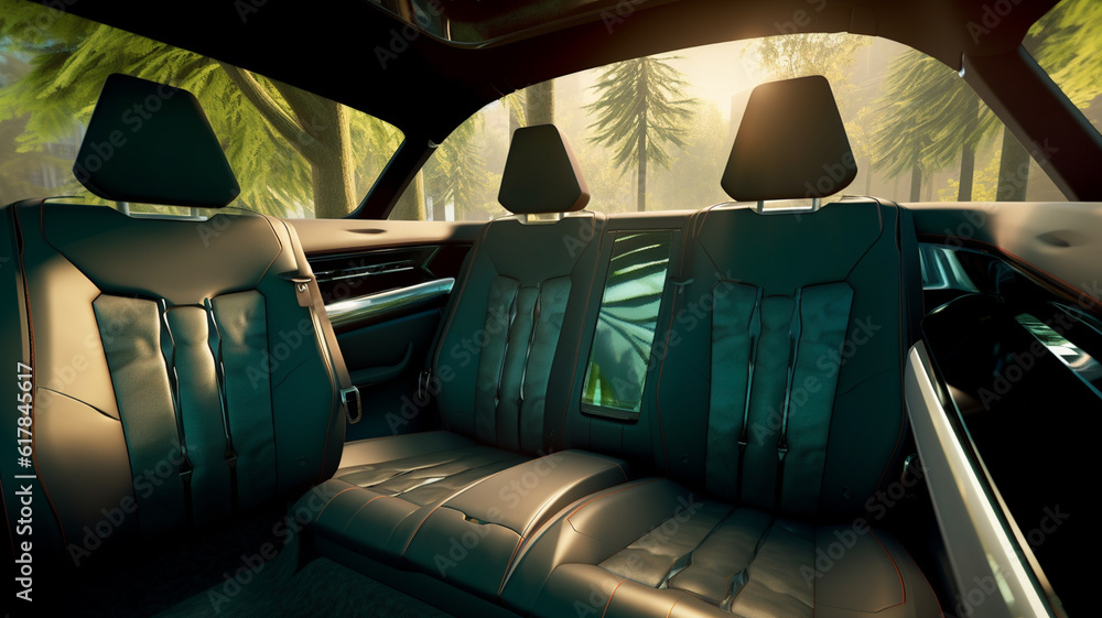 Rear seats in the interior of a luxury car, created by a neural network ...