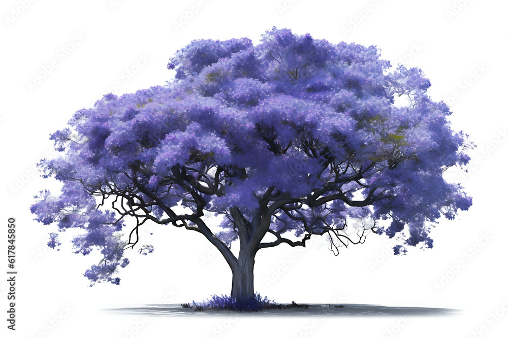 an illustration of a purple tree with leaves and branches Generated by ...